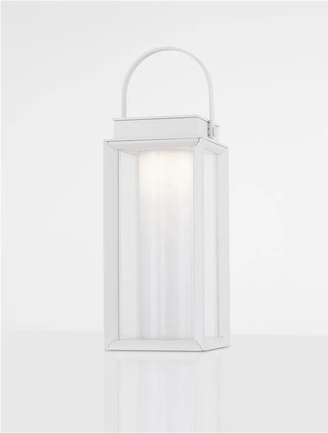 NV 9002861 Venkovní stolní lampa VERHAAL bílý hliník a čiré sklo LED 2W 3000K 3,7V 360st. IP54 solární / USB kabel / vypínač na těle - NOVA LUCE