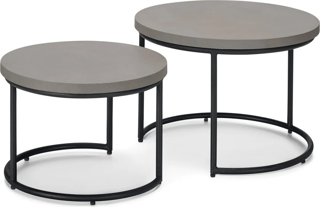 Tchibo - Zahradní konferenční stolky s polycementovou deskou, průměr cca 50 cm a 60 cm, 2 ks
