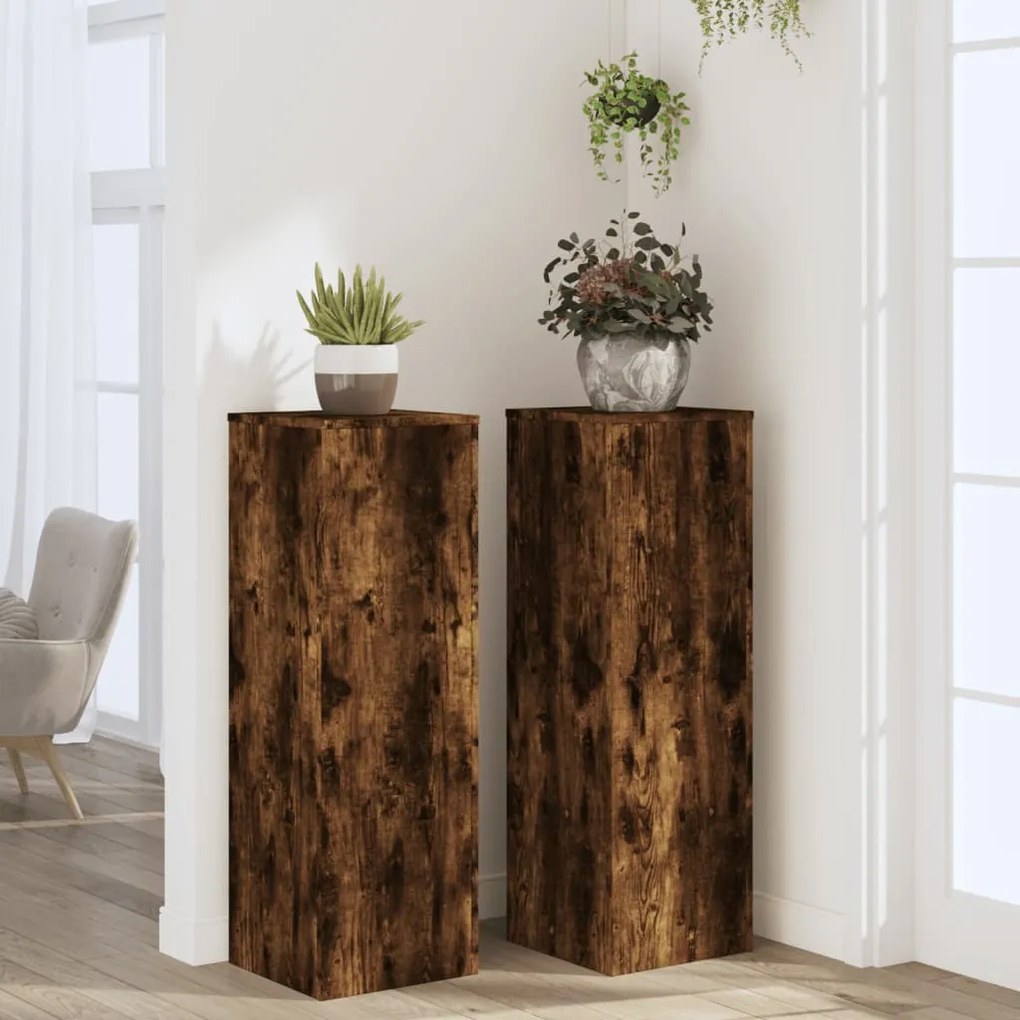 Stojany na rostliny 2 ks kouřový dub 33 x 33 x 100 cm kompozit 3307886