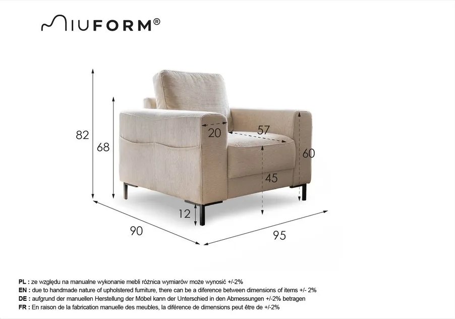 Béžové manšestrové křeslo Lofty Lilly - II. jakost – Miuform