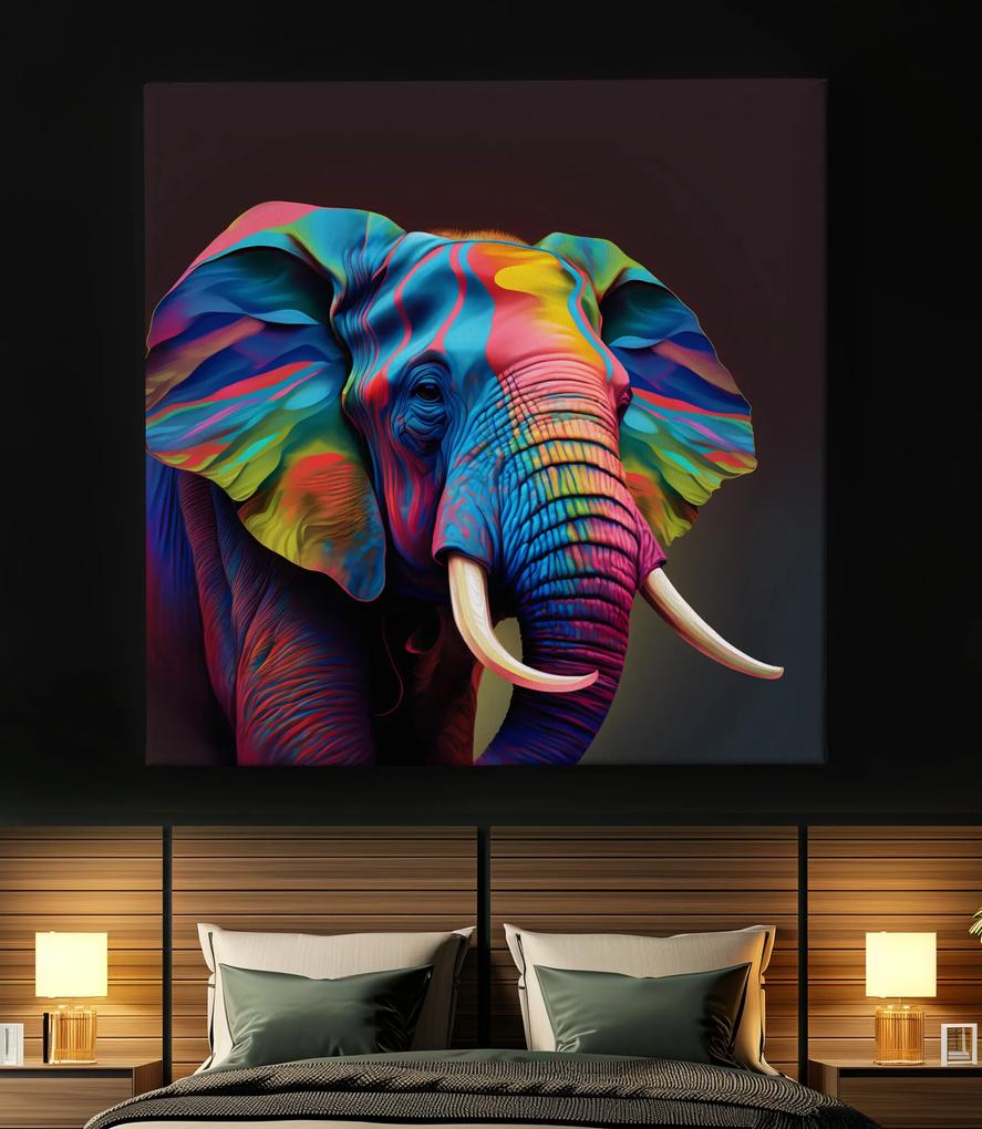 Obraz na plátně - Barevný slon FeelHappy.cz Velikost obrazu: 140 x 140 cm
