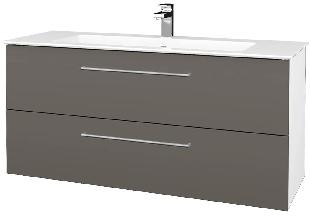 Dřevojas Koupelnová skříň GIO SZZ2 120 Varianta: N01 Bílá lesk / Úchytka T02 / D16 Beton tmavý