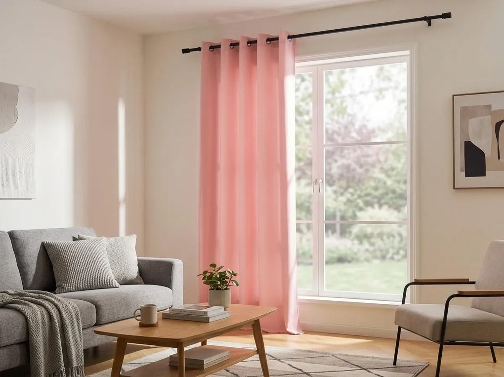Závěs OXFORD LIGHT 140x250 cm, růžový Zavěšení: Řasící páska
