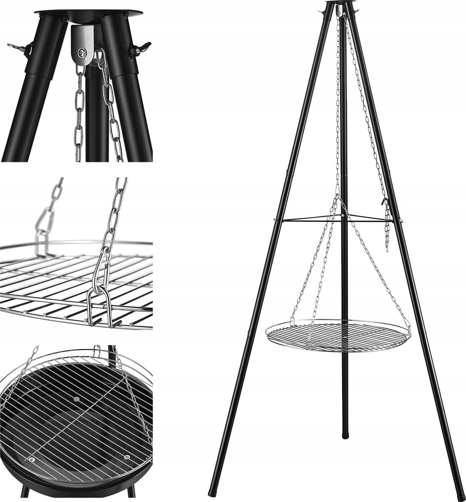 Set Grilovací Ohniště Rošt Regulovatelný Trojnožek 2v1 Gregman Roast 30