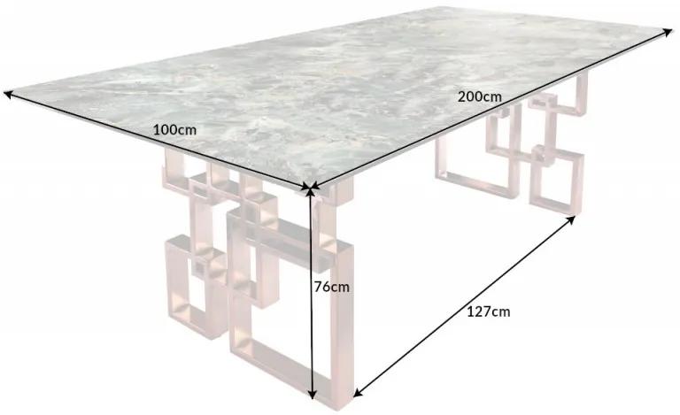 Jídelní stůl Atlantis 200cm tyrkysový mramorový vzhled/ 41748
