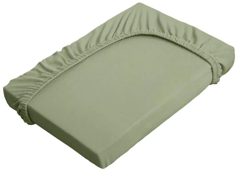 SCANquilt napínací prostěradlo JERSEY ELASTIC LYCRA khaki výška matrace do 30 cm 100 x 220 cm