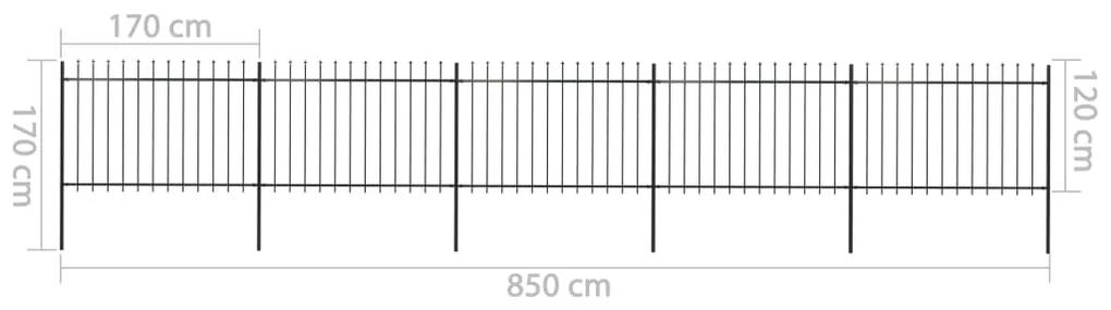 vidaXL Zahradní plot s hroty ocelový 8,5 x 1,2 m černý
