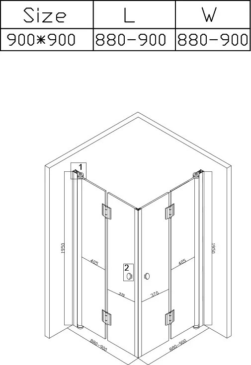 BPS-koupelny Čtvercový sprchový kout HYD-SK1290B 90x90 chrom/transparent + vanička HYD-SSV-SXL02B černá
