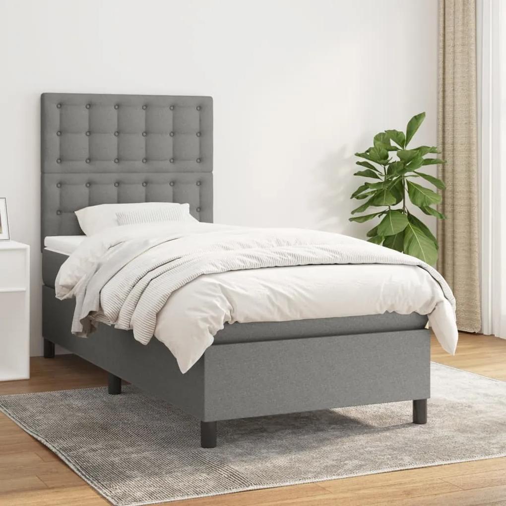 Box spring postel s matrací tmavě šedá 100 x 200 cm textil,  3142074
