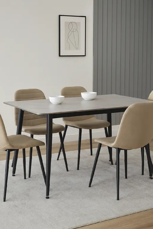Noela Jídelní stůl s keramickou deskou v dekoru bílého mramoru CERAMON 140
