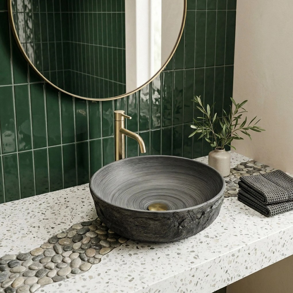 Rea Babilon Silver, umyvadlo na desku 420x420x130 mm, šedá, REA-U5417