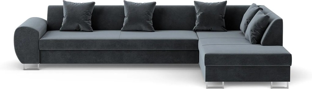 KOOKO HOME Rohová rozkládací sametová pohovka s úložným prostorem Adagio XL pravý roh