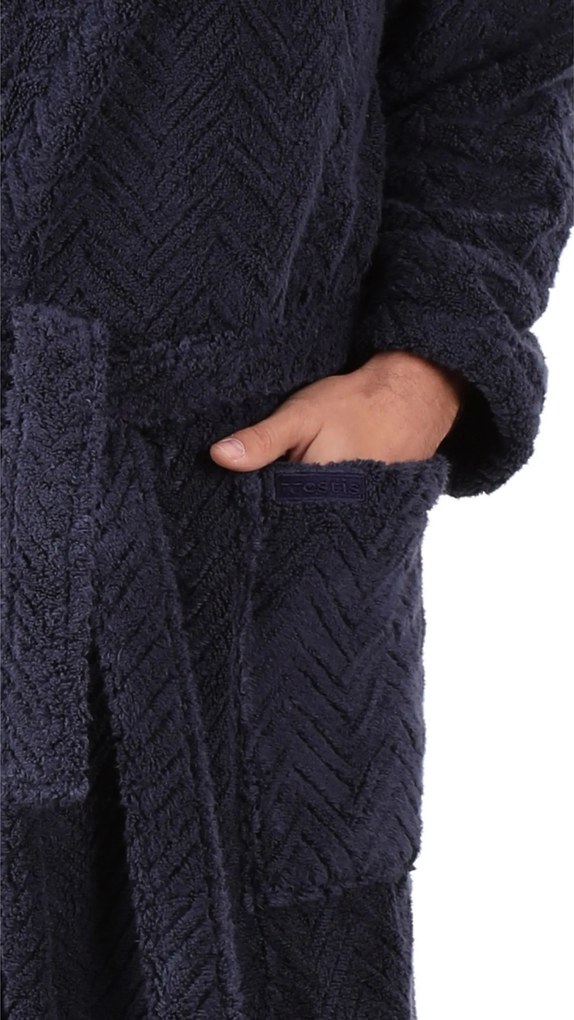 Bavlněný župan Athena s kapucí tmavě modrá 31 16 5952 unisex - L