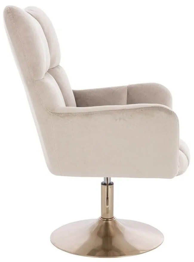 LuxuryForm DESIGN Otočné křeslo AURORA VELUR na zlatém talíři - latte