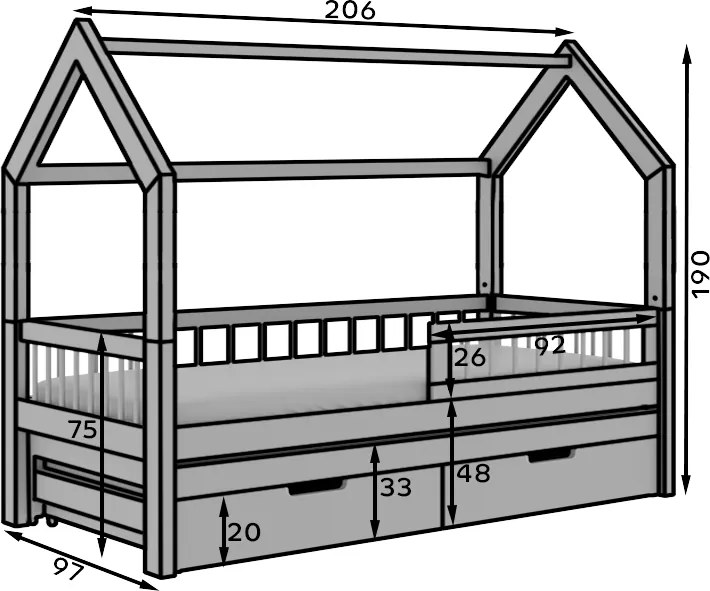 ADRK Furniture Postel Domek Artes II s matrací