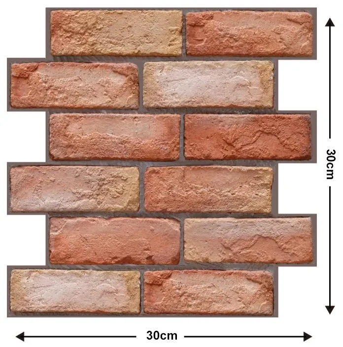3D obklad Cihla rezavá (30x30cm) 4ks samolepící | BIANO