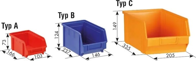 Skříň s plastovými boxy BASIC - 800 x 400 x 920 mm, 18x B, 4x C, šedá/modré dveře