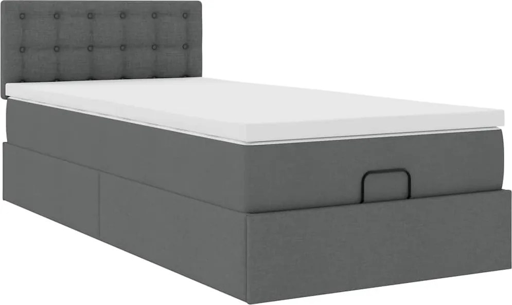 Osmanský rám postele s matrací tmavě šedá 80x200cm textil 3311581