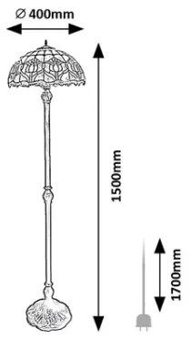 Brilagi - Tiffany vitrážová stojací lampa LORAS 2xE27/60W/230V