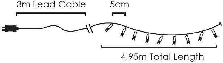 ACA Lighting LED vánoční světelný řetěz, 3x5m, teplá bílá, IP44, 100 LED, X08100121