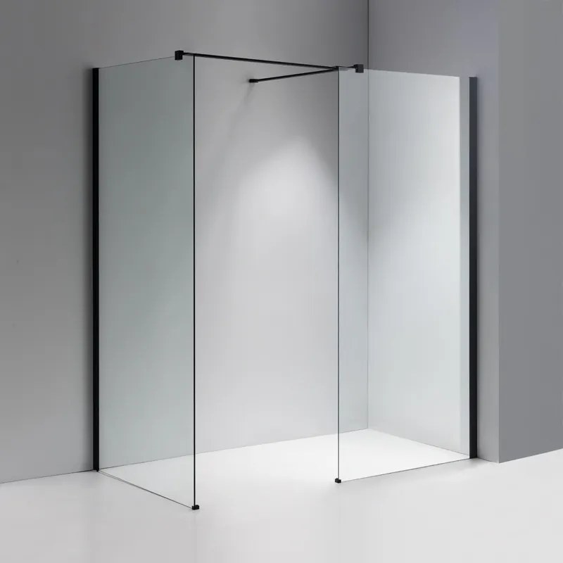 BPS-koupelny 2-dílná sprchová zástěna Walk-in HYD-SH07-D-BL 100x70, černá mat/transparent - bez vaničky