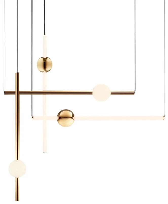Toolight - LED stropní lampa závěsná 60cm 12W APP476-CP, bílá-zlatá, OSW-00608