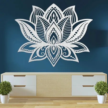 Dřevěný obraz lotosový květ - elegantní mandala světla | SENTOP PR0466