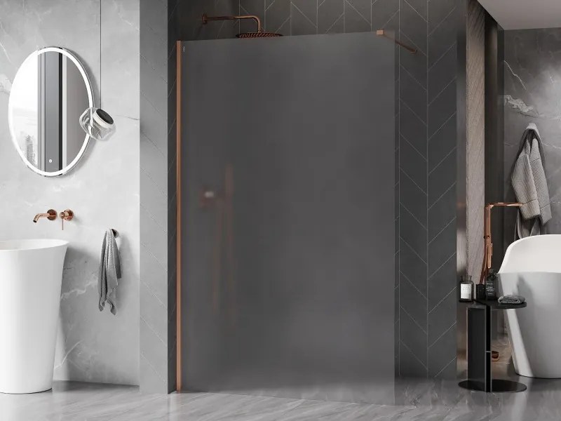 Mexen, Mexen Kioto-X sprchová stěna 70 x 200 cm, matná 10 mm, broušená měď - 800-070-101-65-30-X