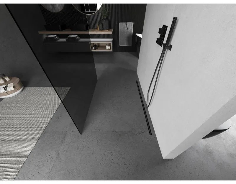 Mexen Kioto, sprchová zástěna Walk-In 120 x 200 cm, 8mm šedé sklo, grafitový profil, 800-120-002-95-40