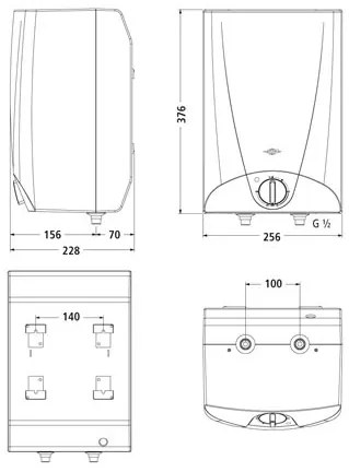 CLAGE S 5-O + SEO zásobníkový ohřívač pro horní montáž s armaturou SEO, 5l, 4100-41056