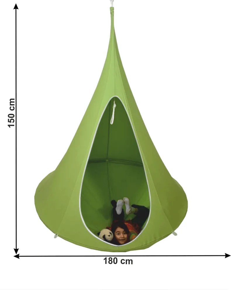 Závěsné houpací křeslo, zelená, KLORIN NEW BIG SIZE CACOON HAMMOCK
