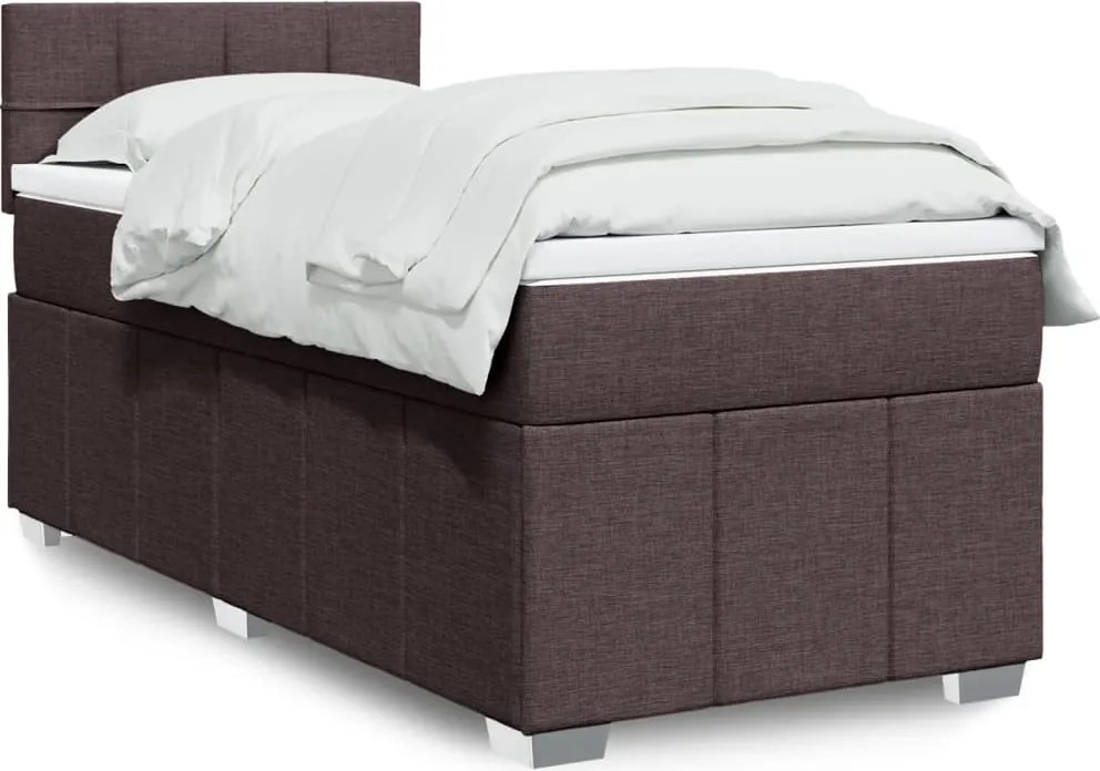 Box spring postel s matrací tmavě hnědá 90x200 cm textil 3286954