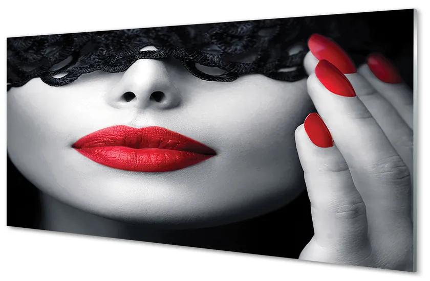 akrylový obraz Červené rty žena 125x50 cm