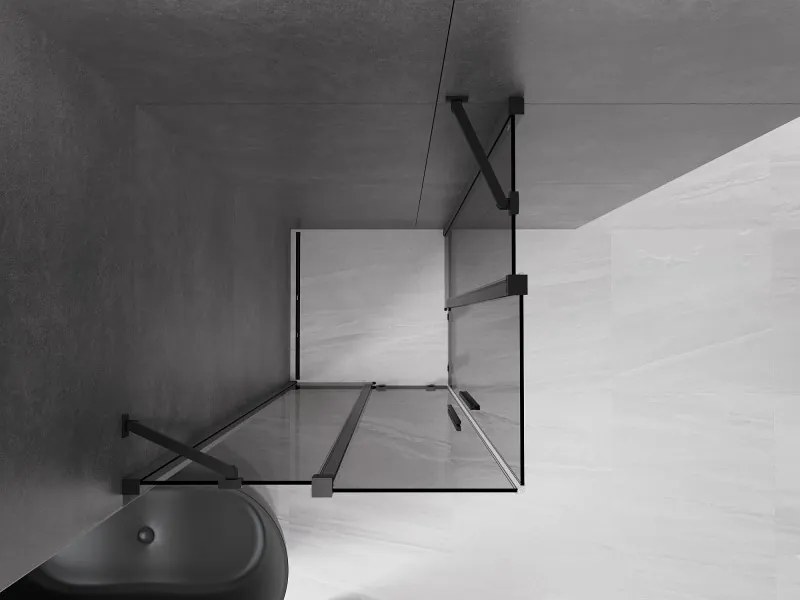 Mexen Velar Duo, sprchový kout s posuvnými dveřmi 90 x 90 cm, 8mm šedé sklo, černá matná, 871-090-090-42-70