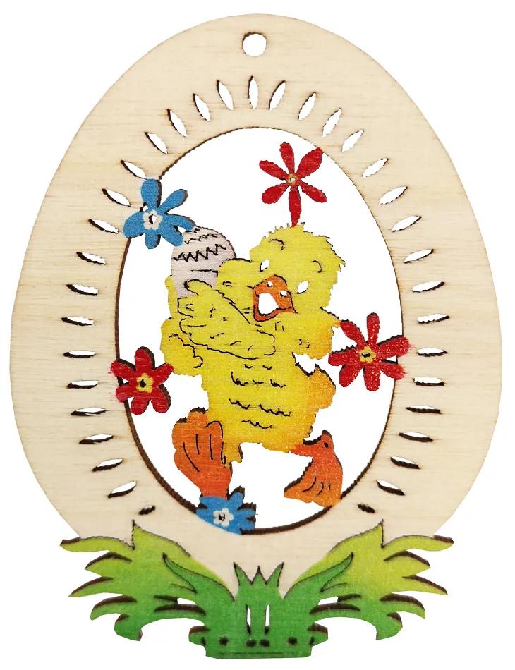 AMADEA Dřevěná dekorace vajíčko kachně, velikost 9 cm, český výrobek