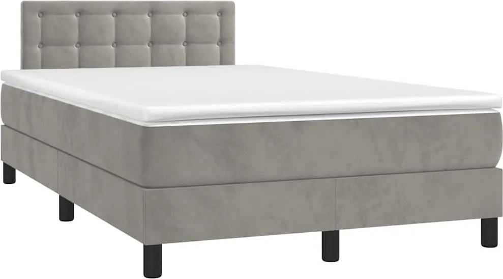 Box spring postel s matrací a LED světle šedá 120x190 cm samet 3270177