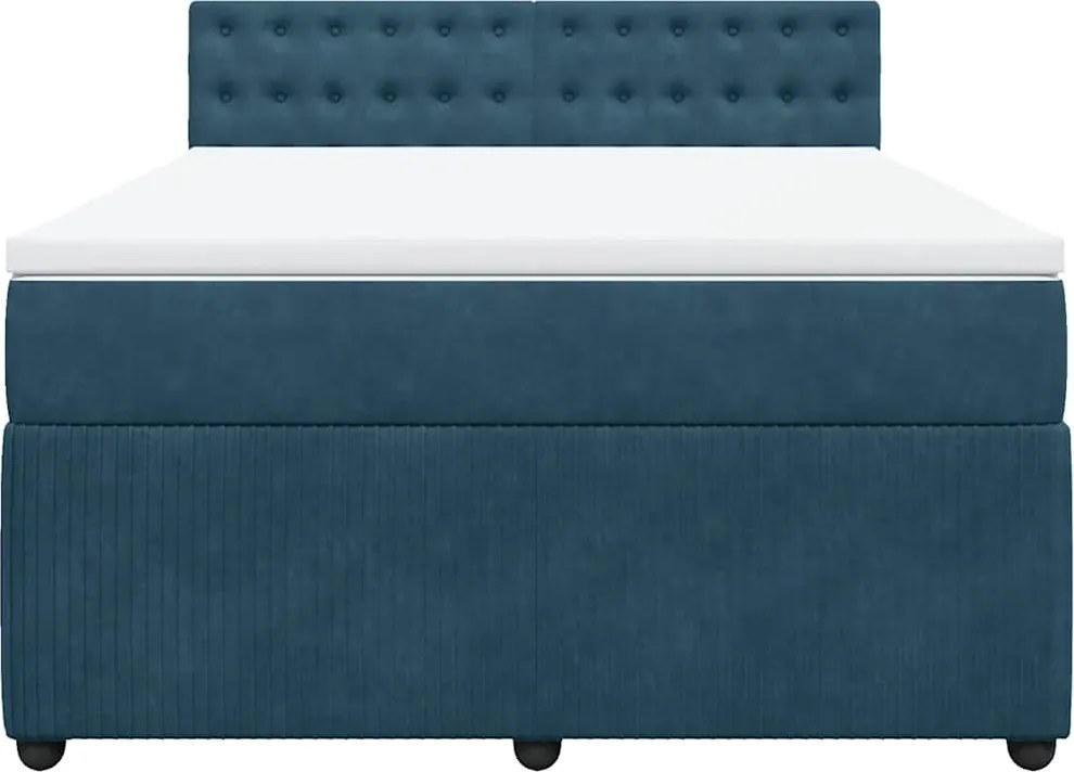 Box spring postel s matrací modrá 140 x 190 cm samet 3290050
