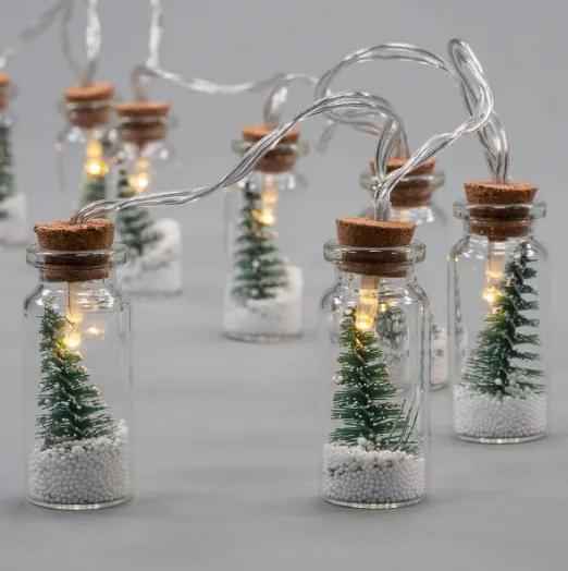 Nexos  65855 Vánoční dekorativní řetěz - 8 LED, mini skleničky se stromky
