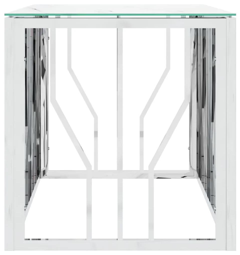 Konferenční stolek stříbrný 110x45x45 cm nerezová ocel a sklo - Default Title