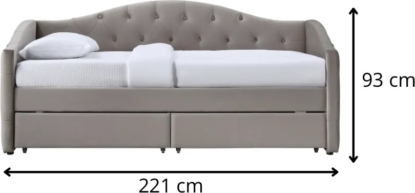 Čalouněná postel Aloha se zásuvkami 90x200 cm béžová