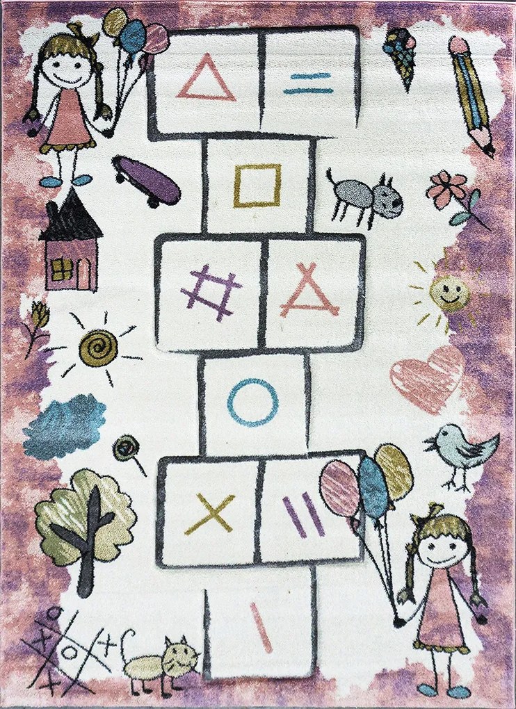 BE Dětský koberec Smart Kids 22923 PINK - růžový obdélníkový, skákací Rozměr: 120x180 cm