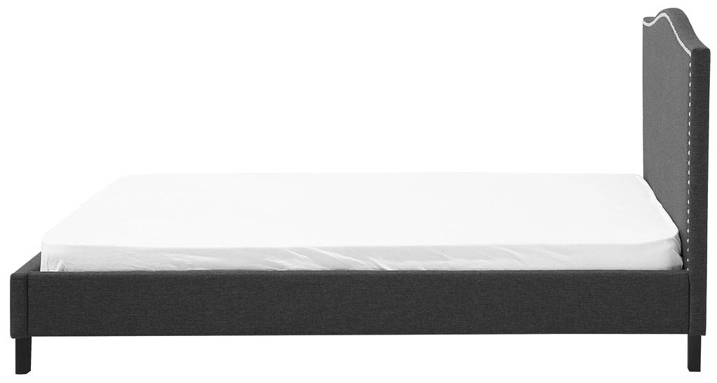 Šedá čalouněná postel 160x200cm s bílou LED páskou MONTELLIER Beliani