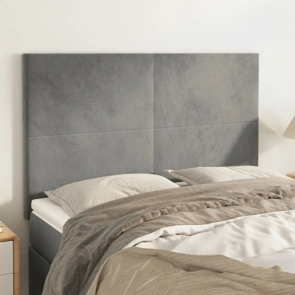 Čelo postele světle šedé 144x5x118/128 cm sametové 3116100