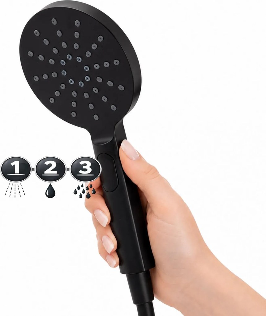 Erga Dubaj, sprchový set s termostatickou baterií a hlavovou sprchou 30 cm, černá matná, ERG-YKA-BP.DUBAJ-THERM-30-BLK