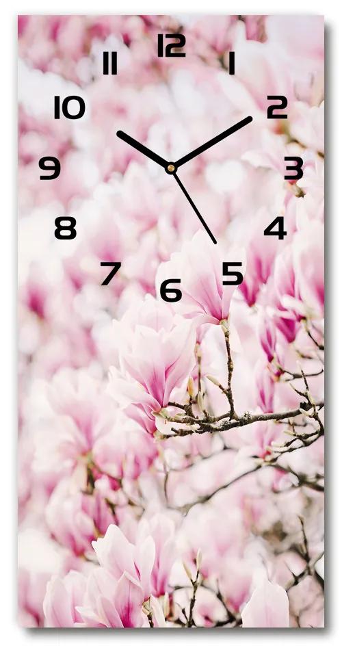 Wallmuralia Nástěnné hodiny tiché Květ magnolie 30x60 cm
