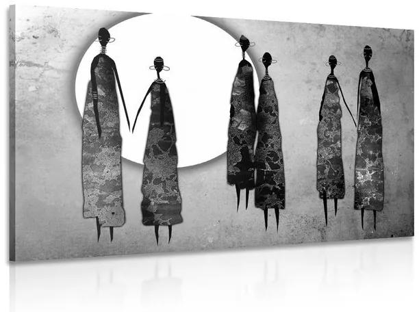 Obraz africké ženy v černobílém provedení - 120x80 cm