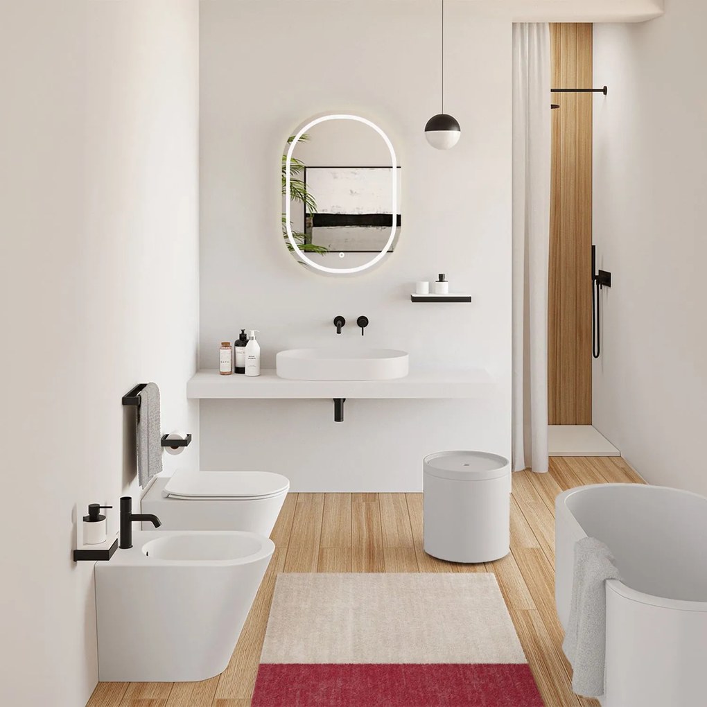 Rea iris, umyvadlo na desku z konglomerátu 700x355x105 mm, bílá matná, REA-U4305
