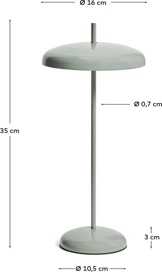 Světle zelená LED stmívatelná stolní lampa s kovovým stínidlem (výška 35 cm) Porte – Kave Home