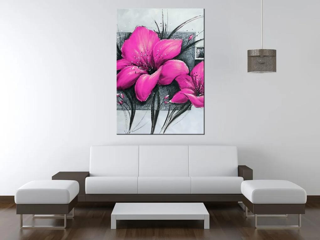 Gario Ručně malovaný obraz Nádherné růžové Vlčí máky Rozměry: 70 x 100 cm
