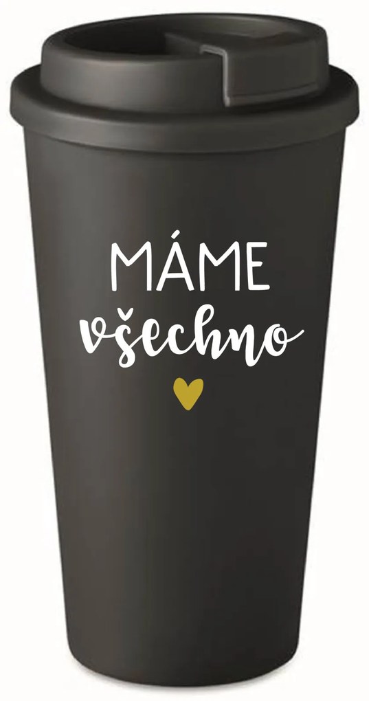 MÁME VŠECHNO - černý termohrnek 475 ml